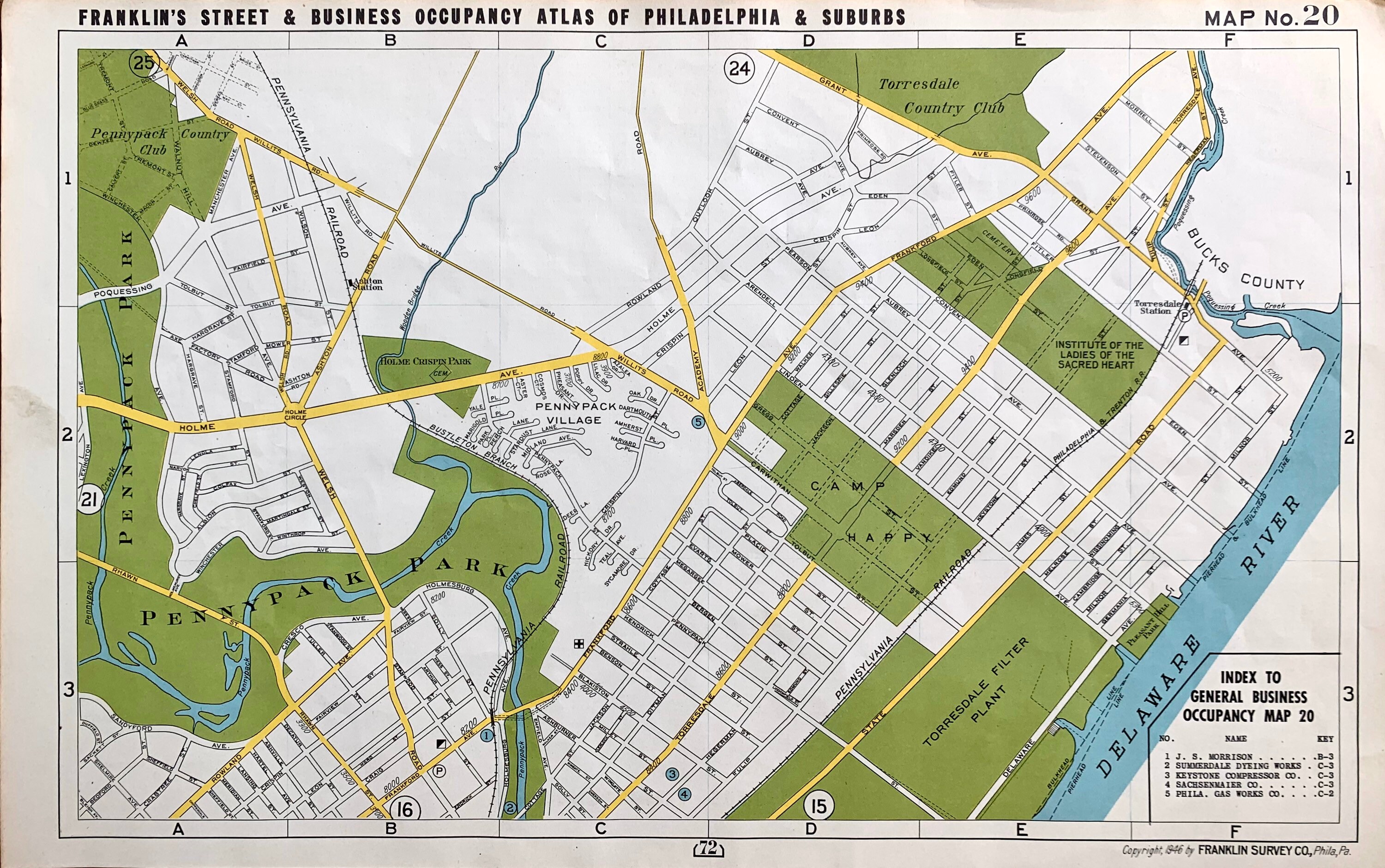 Torresdale Map Original 1946 Franklin Survey Atlas Holme - Etsy Australia