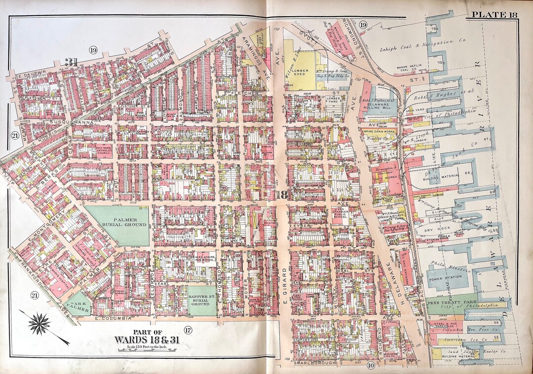 Fishtown Map, Original 1922 Philadelphia Atlas, Kensington Map, Penn ...