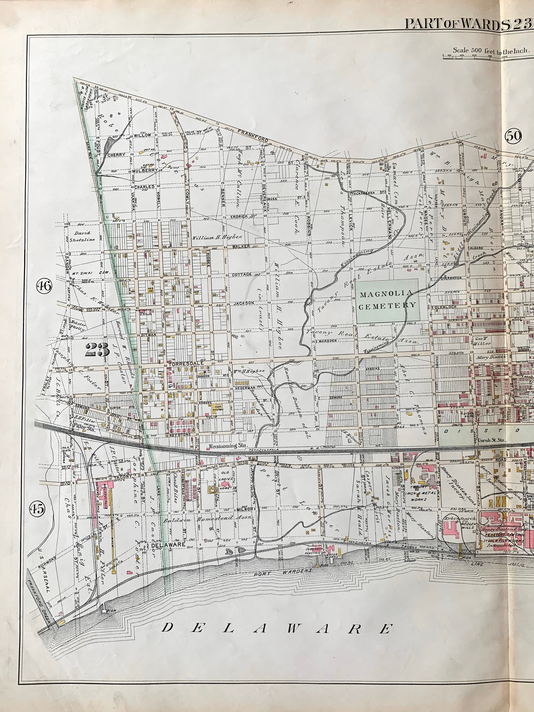Tacony Map, Frankford Map, Original 1910 City of Philadelphia Atlas Map ...