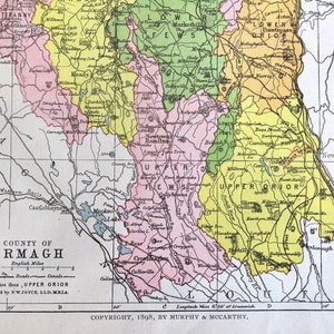 County of Armagh, Original 1902 Atlas of Ireland Map, Upper Orior - Etsy