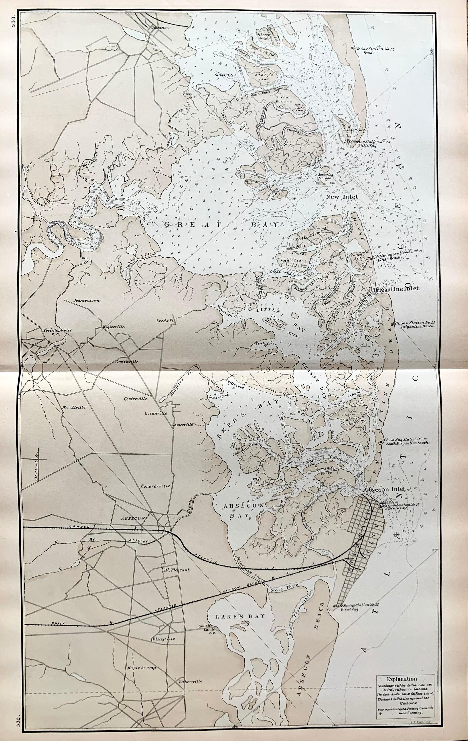 Brigantine Map, Original 1878 New Jersey Coast Atlas, Atlantic City ...