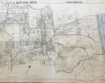 Original Main Line Atlas Map of 1937 Lower Merion Township | Etsy