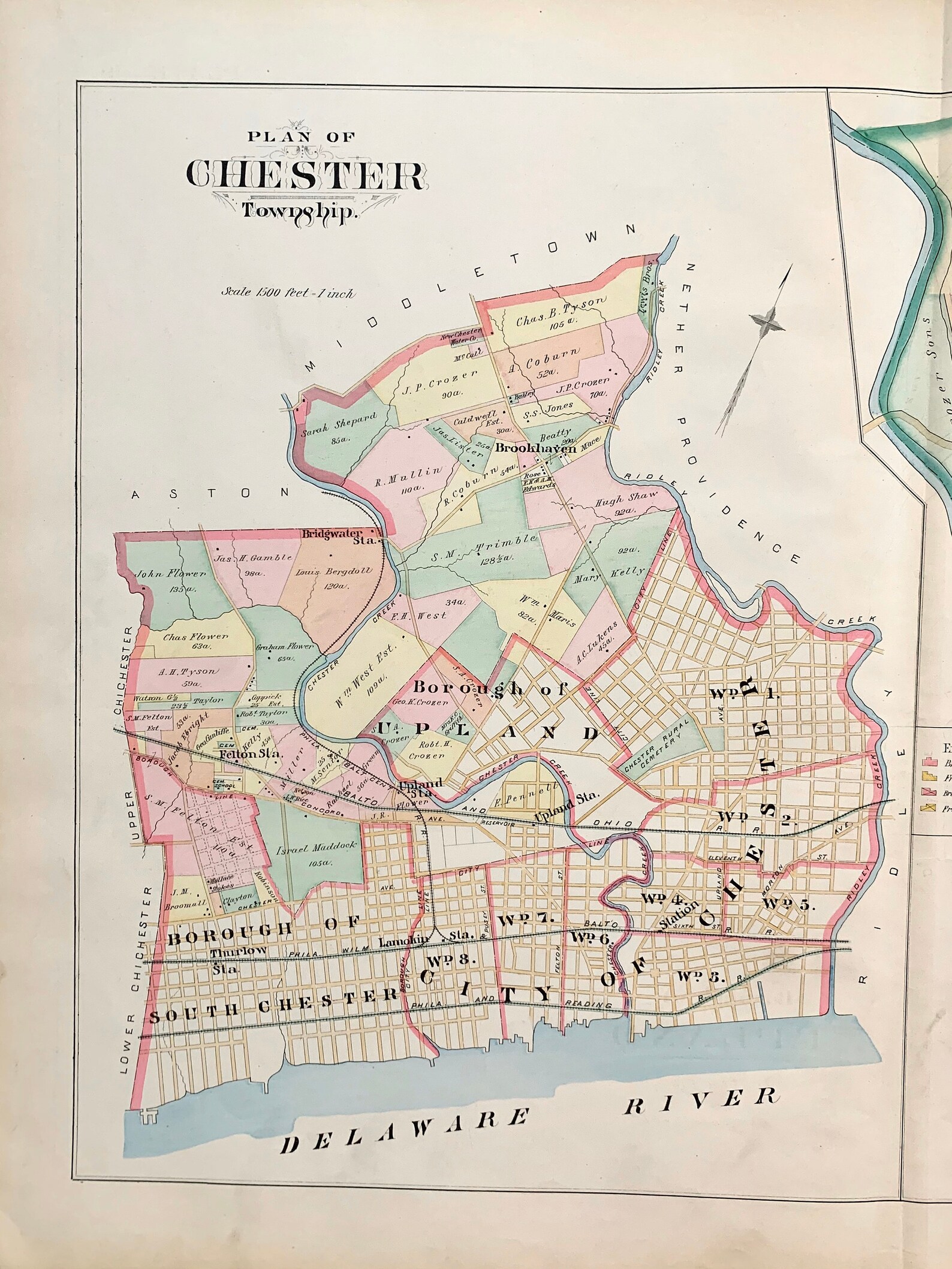 Chester Township Map Original 1892 Delaware County Atlas Map - Etsy