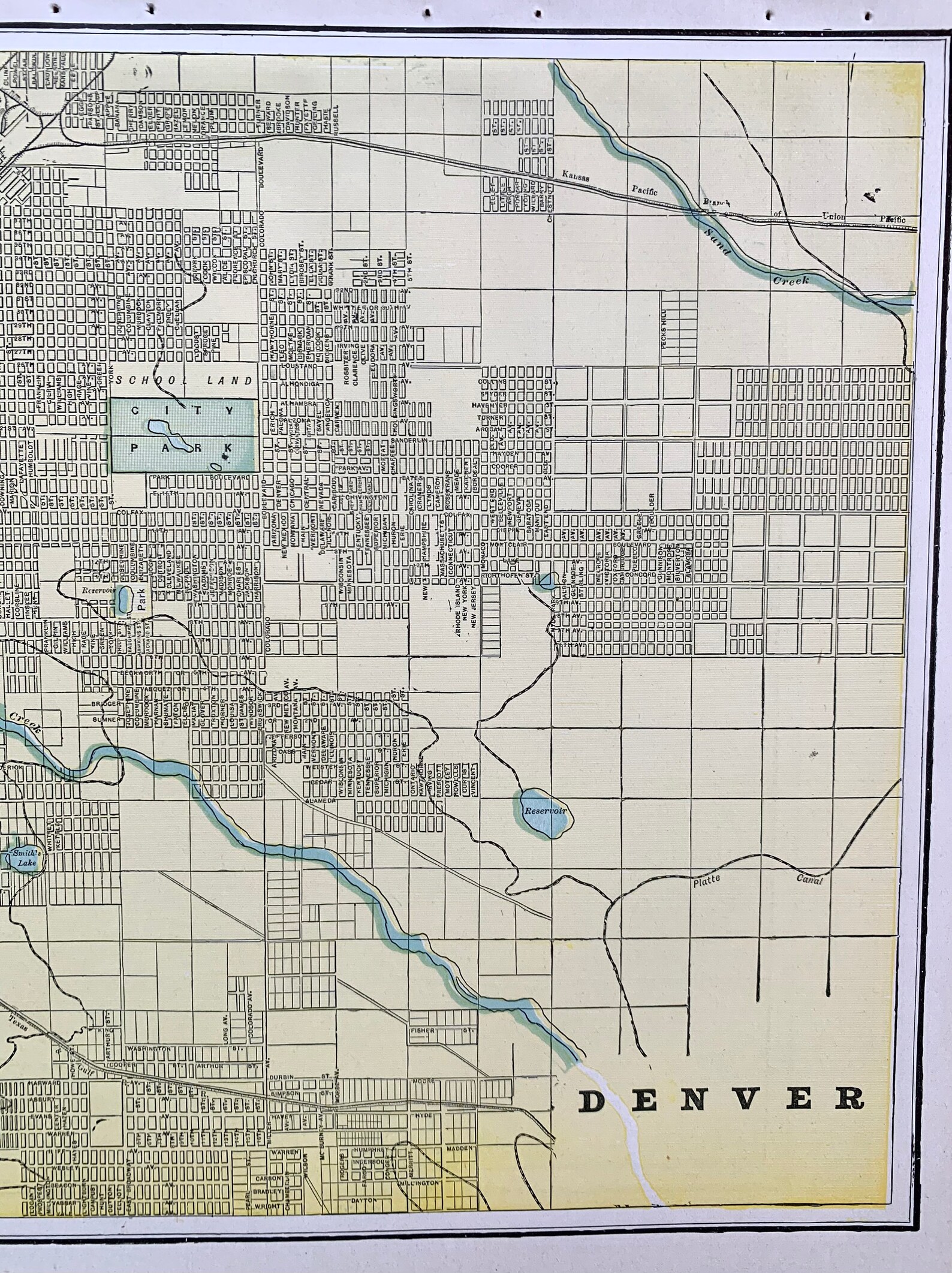 Antique Denver Map, Original 1895 Crams Atlas Map, Denver Colorado ...