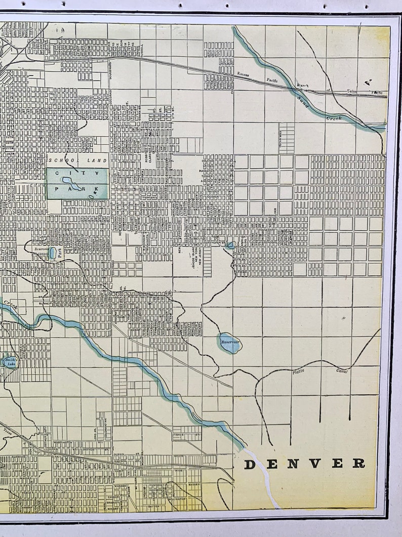 Antique Denver Map Original 1895 Crams Atlas Map Denver - Etsy