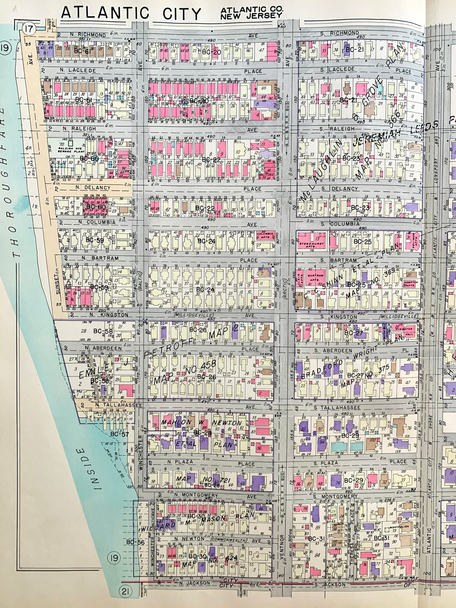 Atlantic City Map Original 1938 Absecon Island Atlas - Etsy