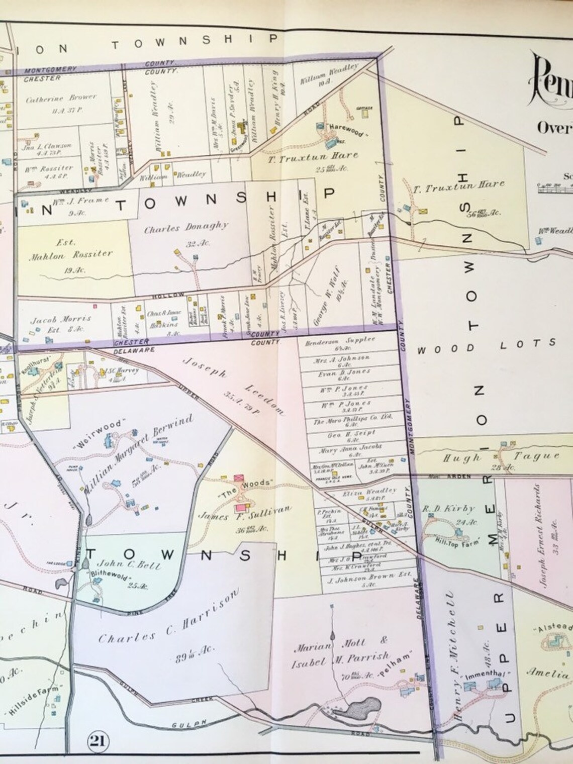 Tredyffrin Township Map Original 1908 Mainline Pennsylvania - Etsy Canada