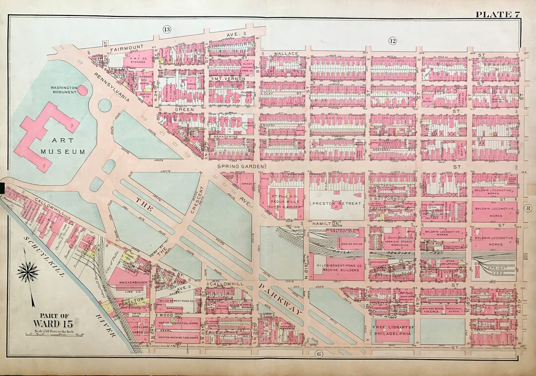Art Museum Map, Original 1922 Philadelphia Atlas, - Etsy