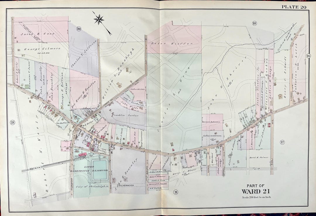 Roxborough Map, Original 1911 City of Philadelphia Atlas, Shawmont Map ...