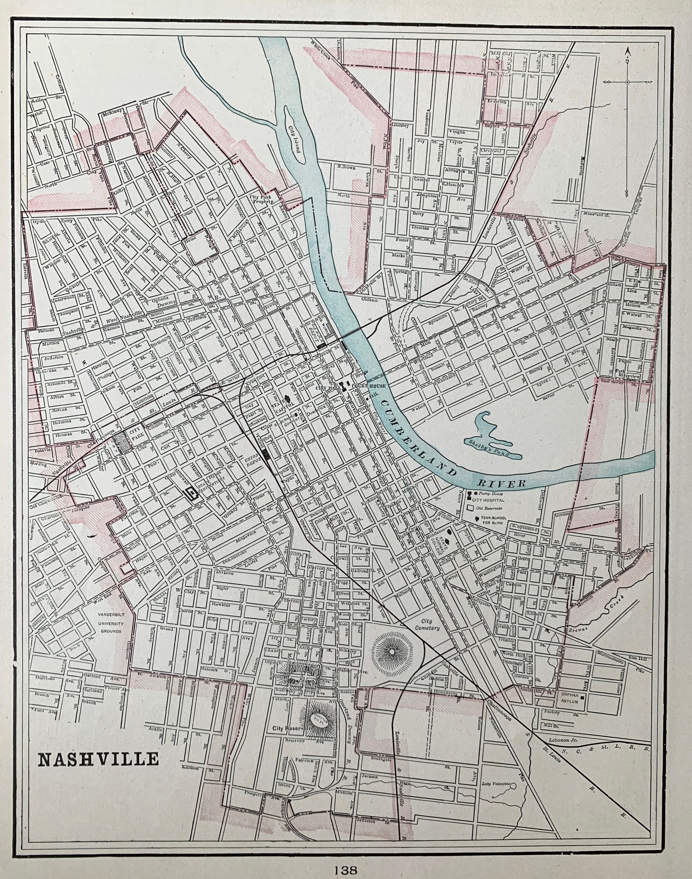 Nashville Map, Original 1901 Crams Atlas, Nashville Tennessee, Grand ...