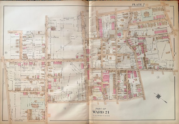 Manayunk Map Original 1911 Ward 21 Atlas Gorgas Park - Etsy
