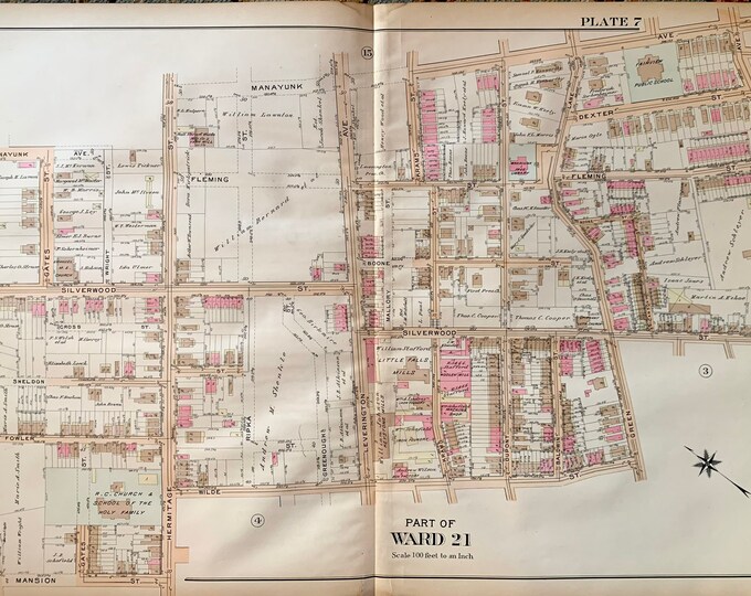 Manayunk Map, Original 1911 Ward 21 Atlas, Gorgas Park, Leverington - Etsy