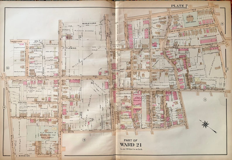 Manayunk Map, Original 1911 Ward 21 Atlas, Gorgas Park, Leverington - Etsy