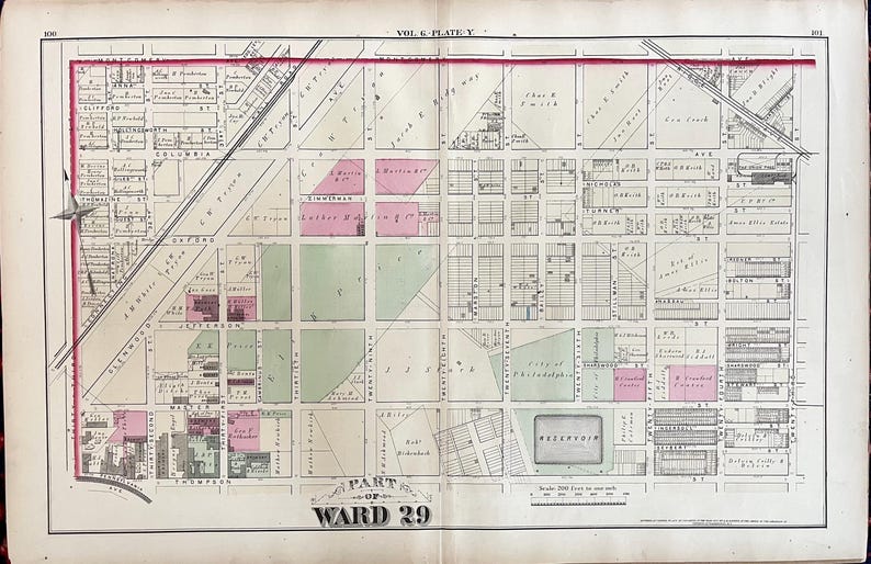 Brewerytown Map, Original 1875 Philadelphia Atlas, Fairmount ...