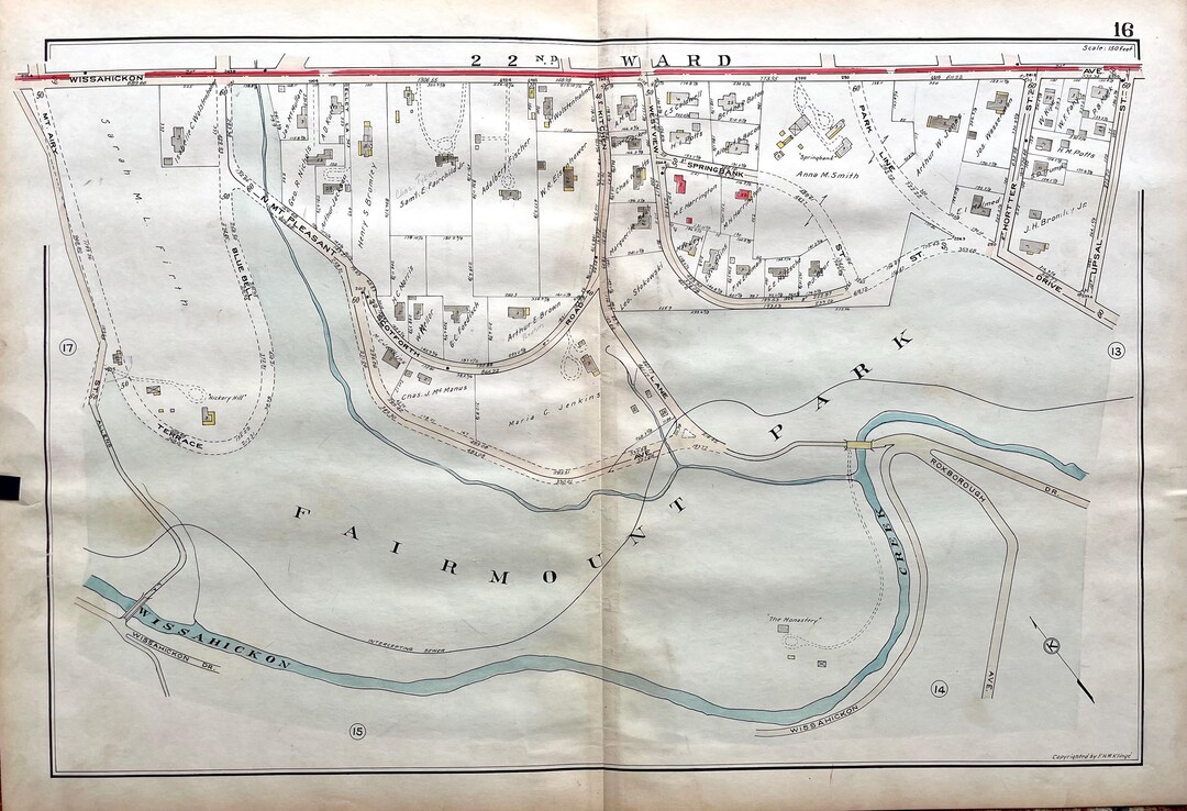 Roxborough Map, Original 1929 Ward 21 Philadelphia Atlas, Carpenters ...