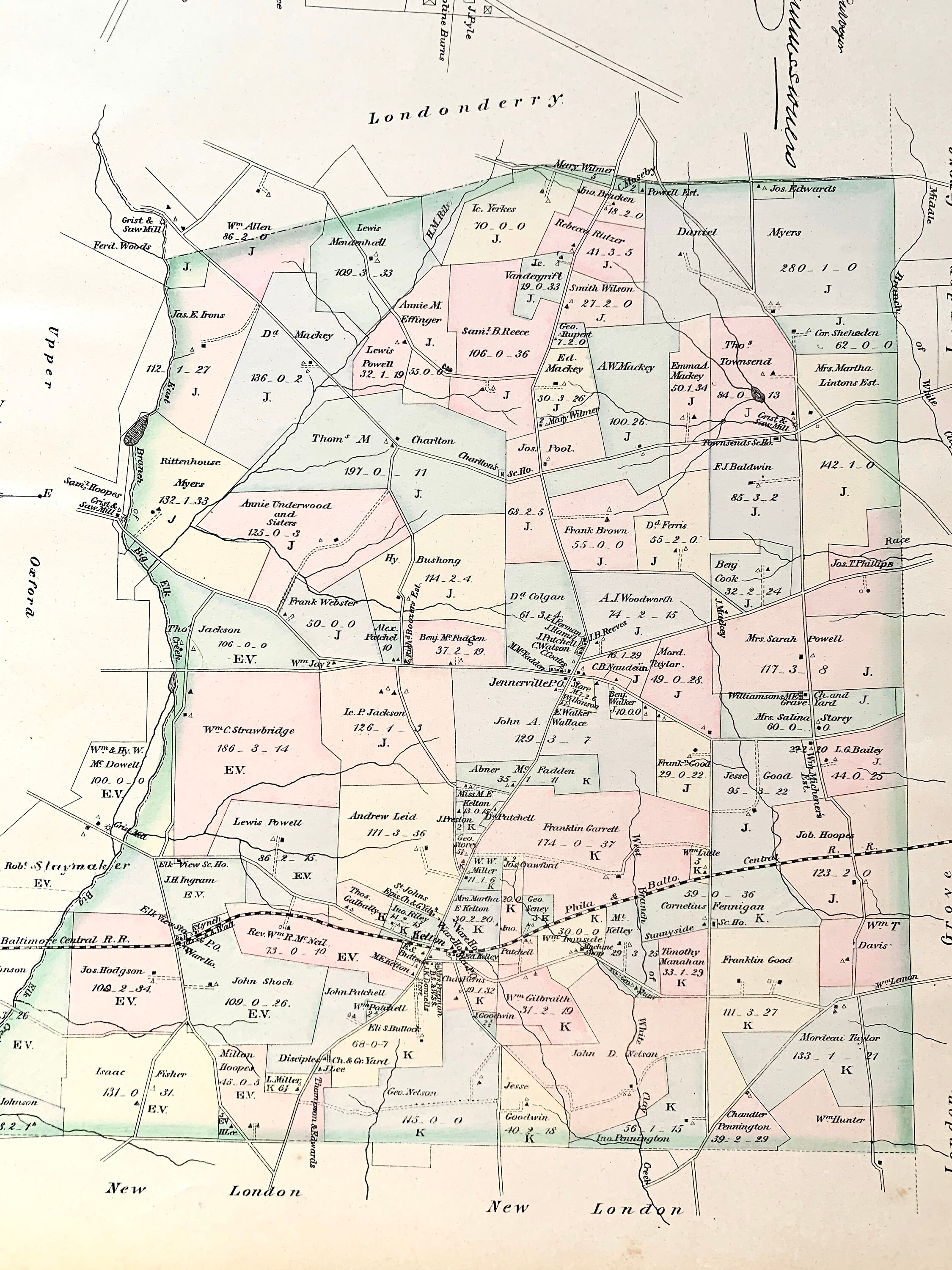 Penn Township Map Original 1883 Chester County Pennsylvania - Etsy