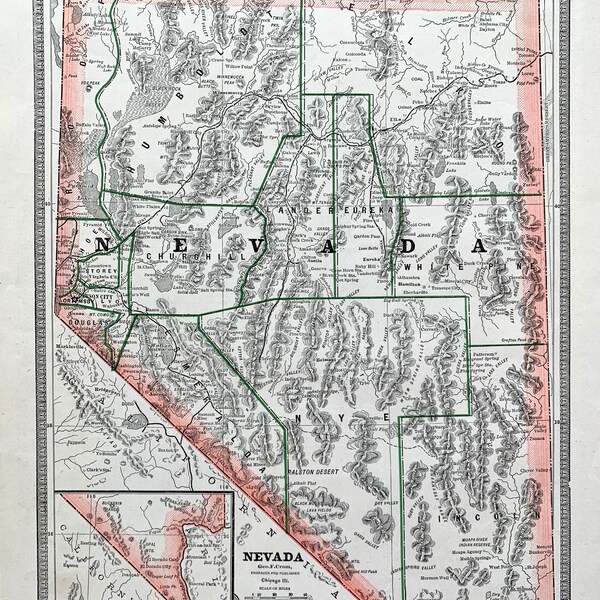 Antique Nevada Map - Etsy