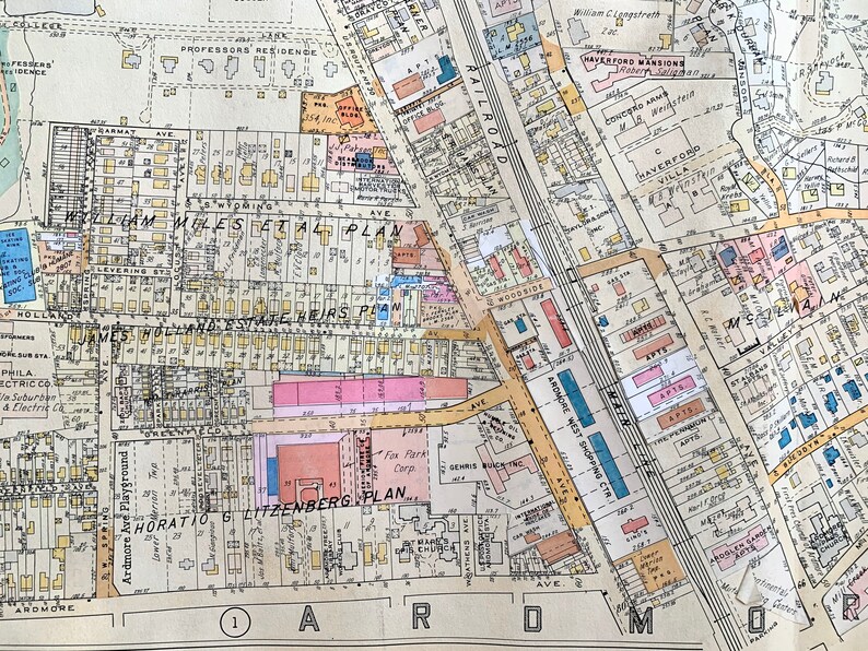Haverford Map Original 1961 Pennsylvania Main Line Railroad - Etsy