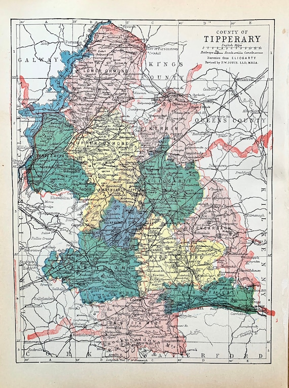 County of Tipperary Map Original 1901 Atlas of Ireland | Etsy