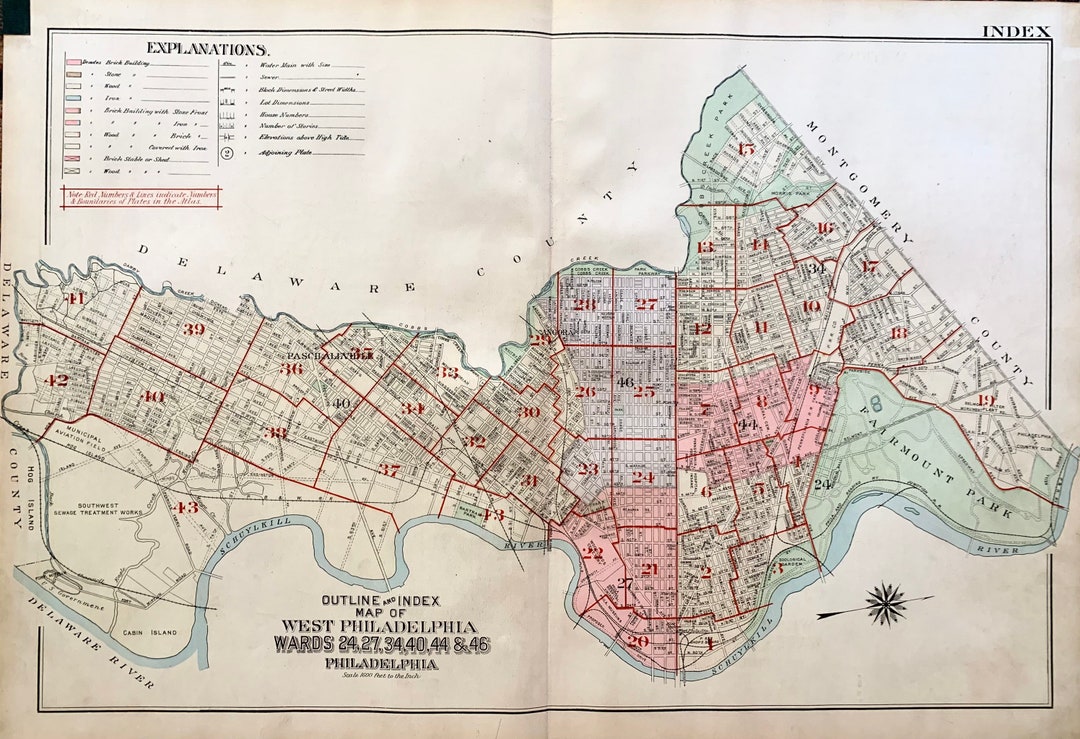 West Philadelphia Map, Original 1926 Index Map, Upenn, Philadelphia Zoo ...