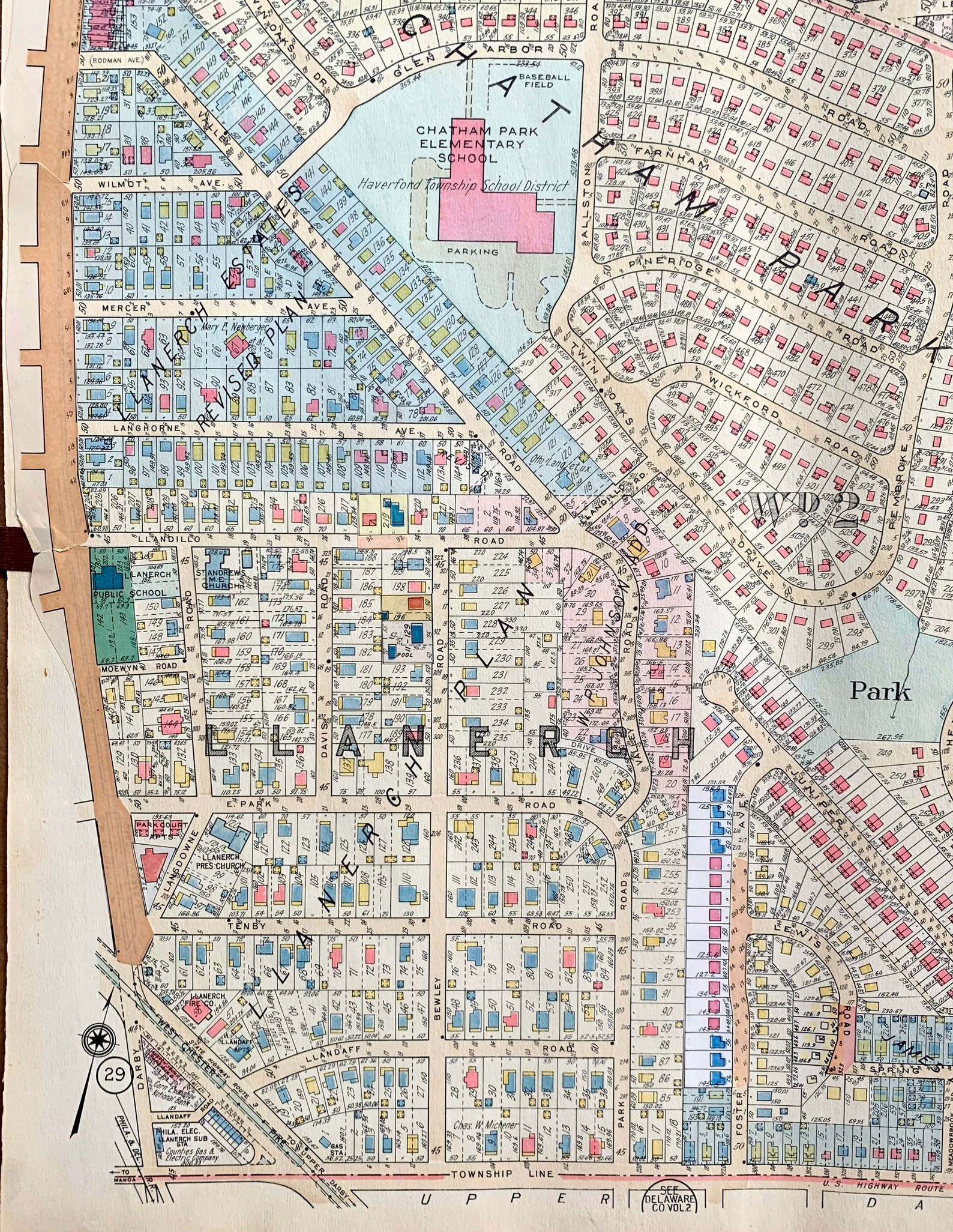 Havertown Map Llanerch Map Original 1961 Main Line - Etsy