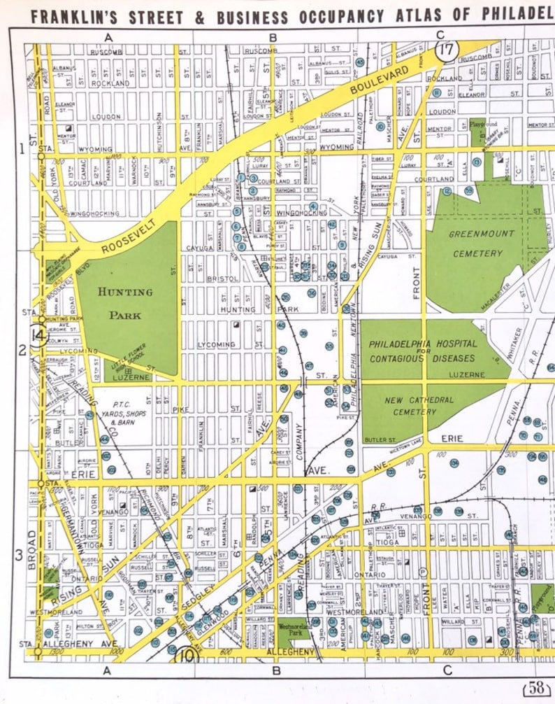Philadelphia Atlas Map, Original 1946, Juniata Park, Hunting Park - Etsy