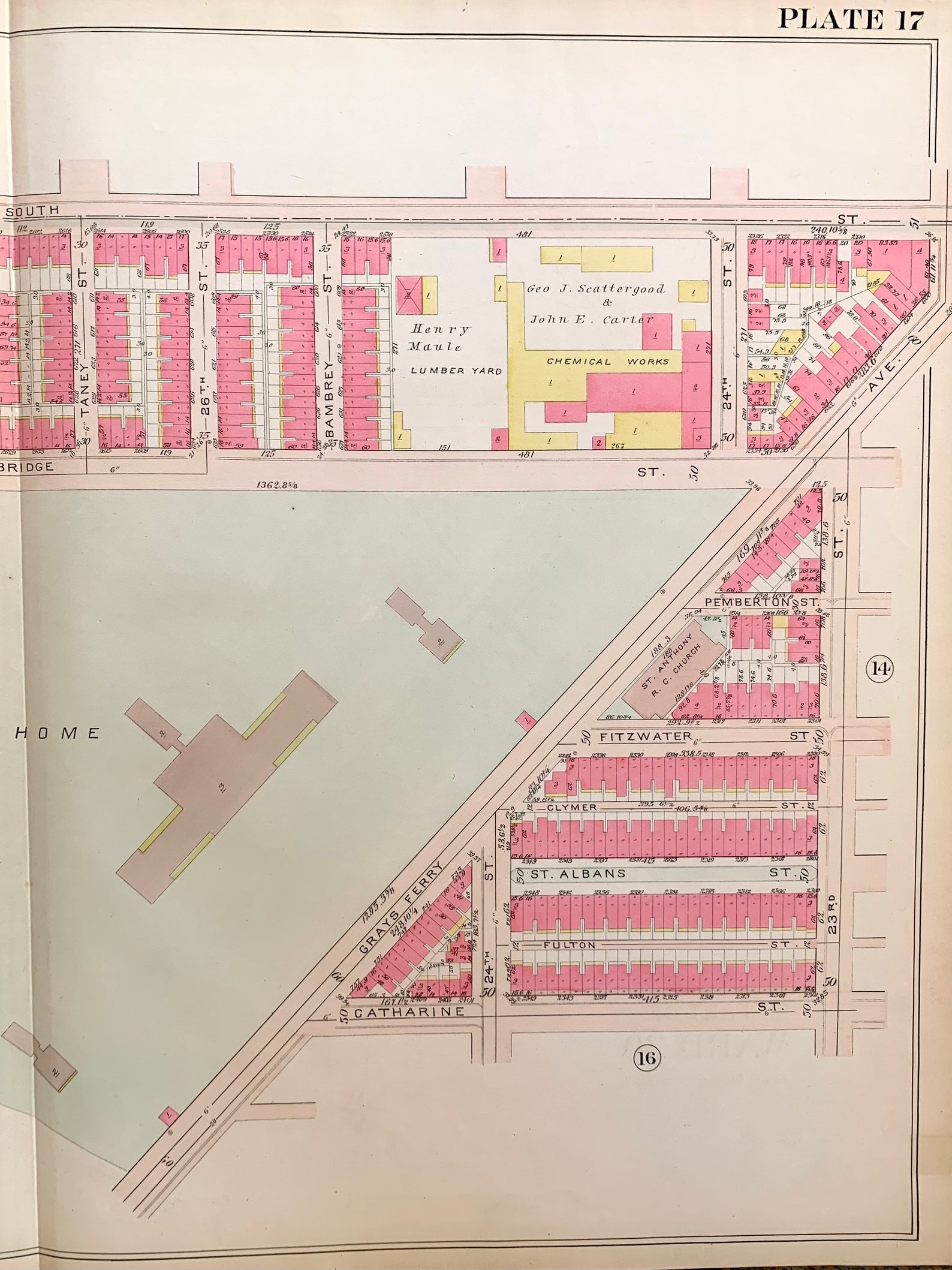Fitler Square Map, Naval Station, Original 1905 South Philadelphia ...