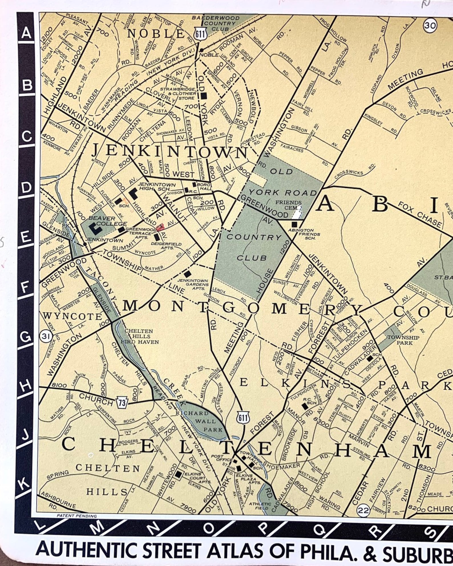 Abington Map Cheltenham Map Montgomery County Pennsylvania | Etsy