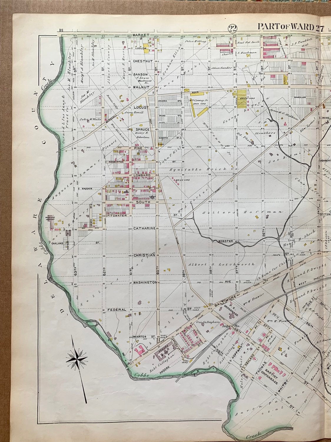 West Philadelphia Map, Original 1910 Philadelphia Atlas, Millbourne ...