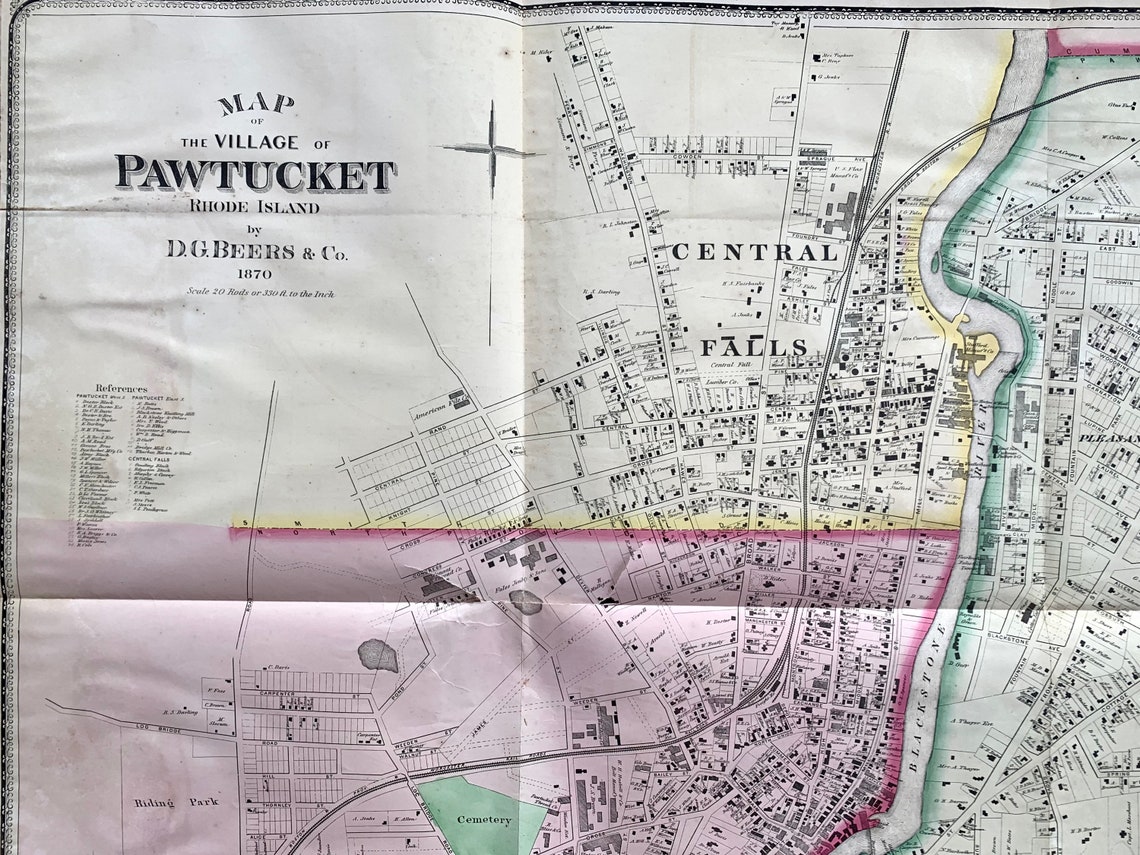 Pawtucket Map Original 1870 Rhode Island Atlas Map - Etsy