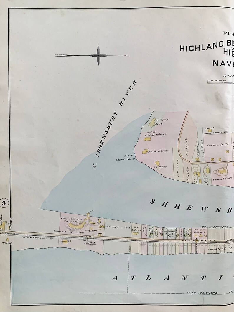 Highlands Beach Map Original 1889 Monmouth County Atlas - Etsy