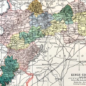 Kings County Map, Original 1901 Atlas of Ireland Map, Tullamore ...