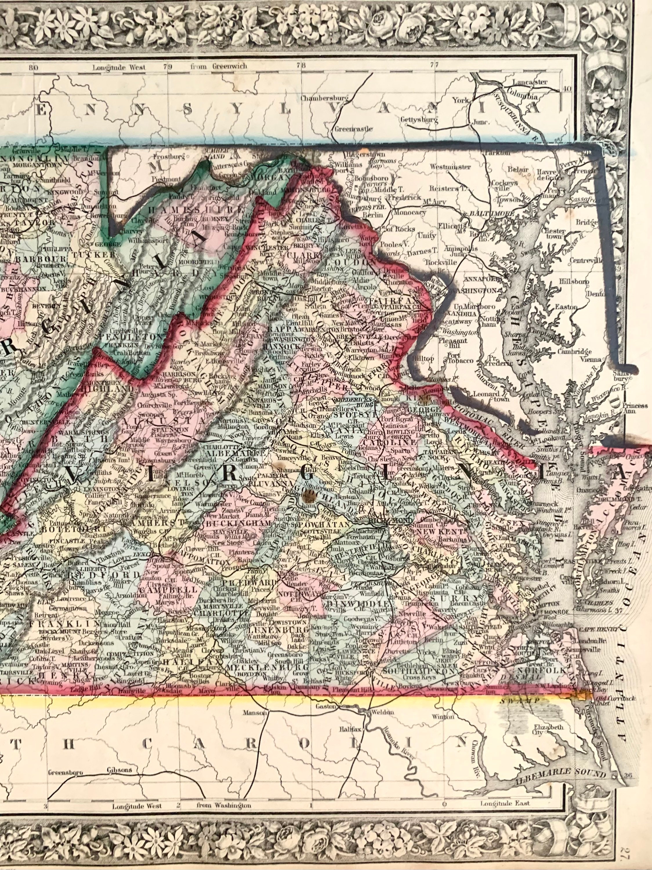 Virginia Map Original 1863 Mitchells Atlas West Virginia - Etsy