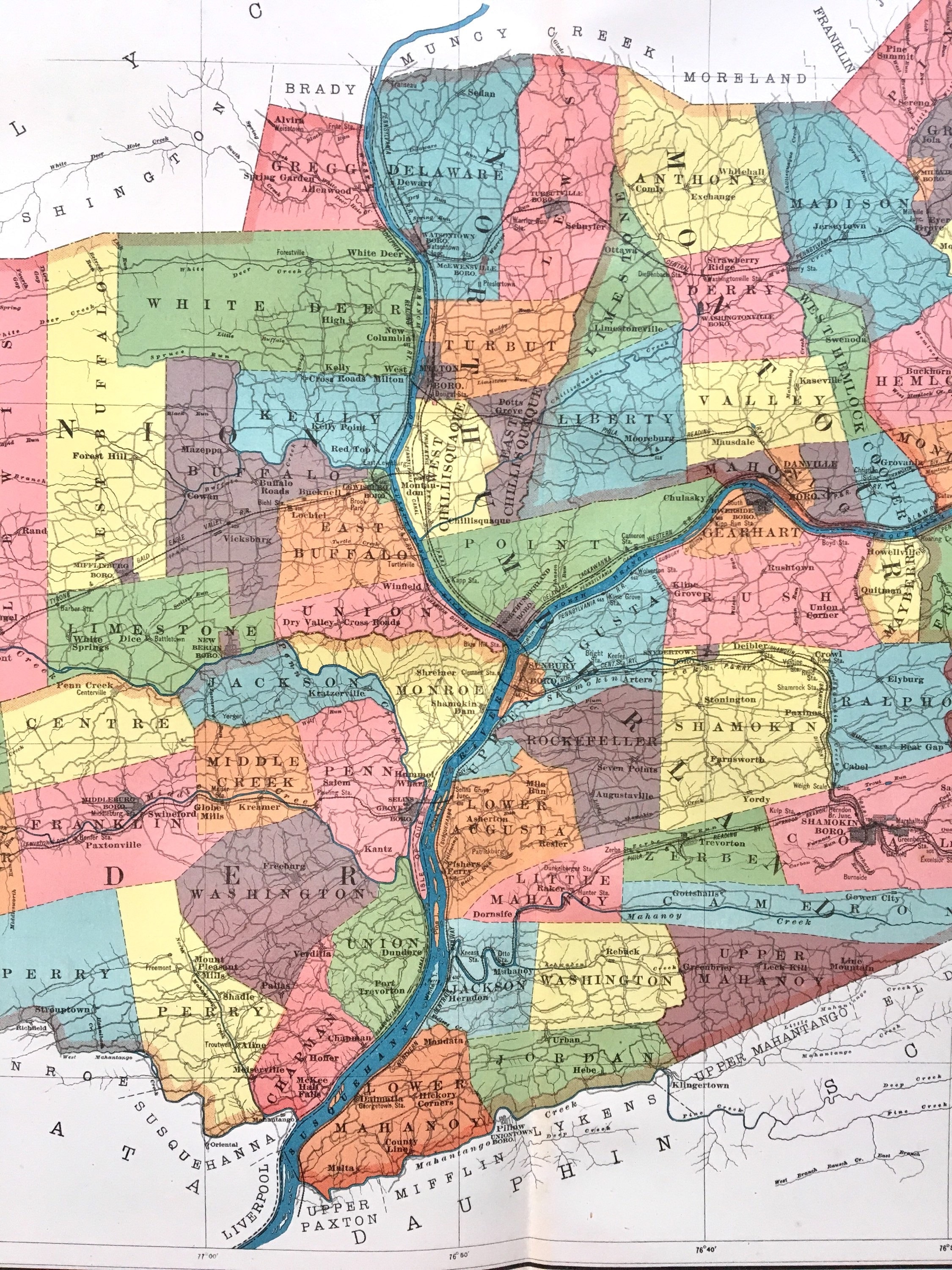 Original 1900 Atlas map of Columbia Montour Northumberland | Etsy