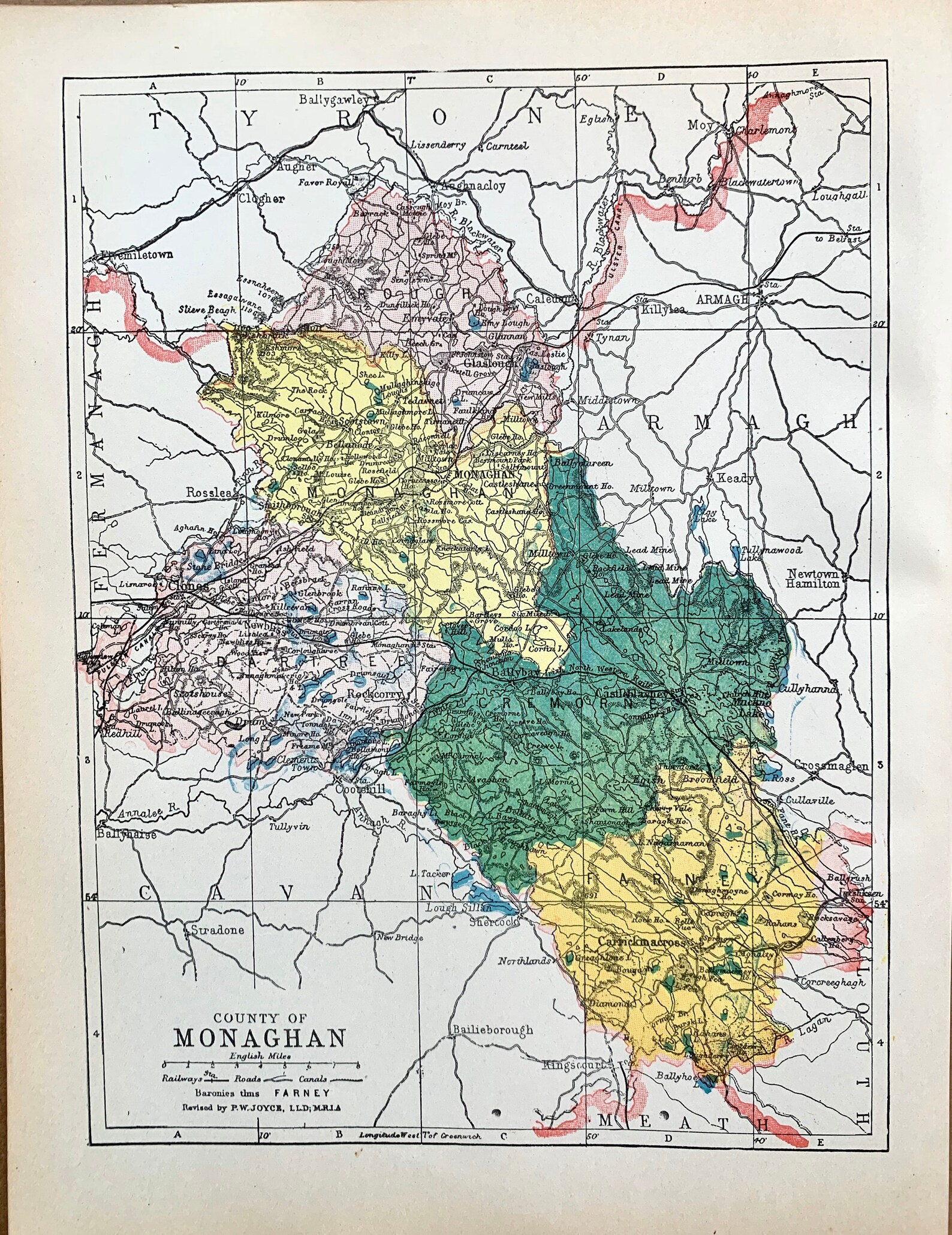 County of Monaghan map Original 1901 Atlas of Ireland Ulster | Etsy