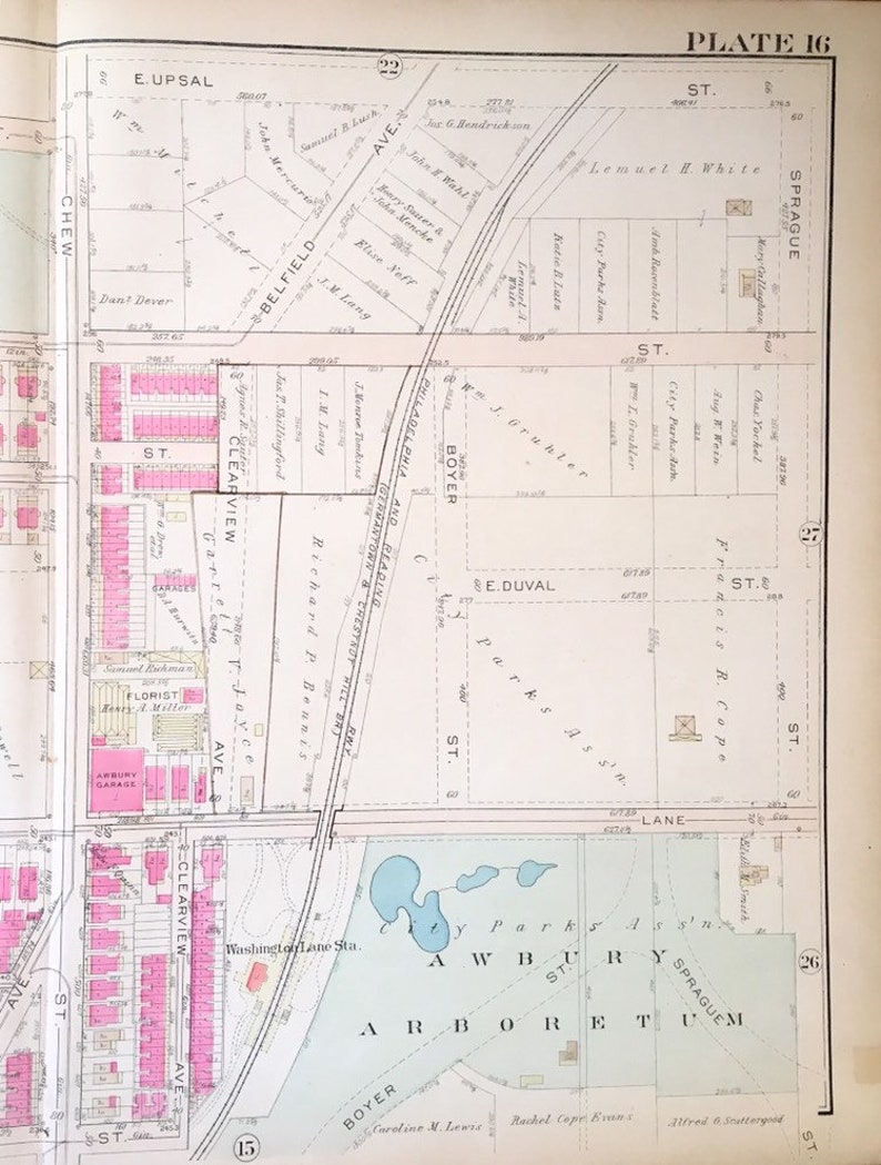 Mt Airy Map City of Philadelphia Atlas Original 1923 Hand - Etsy