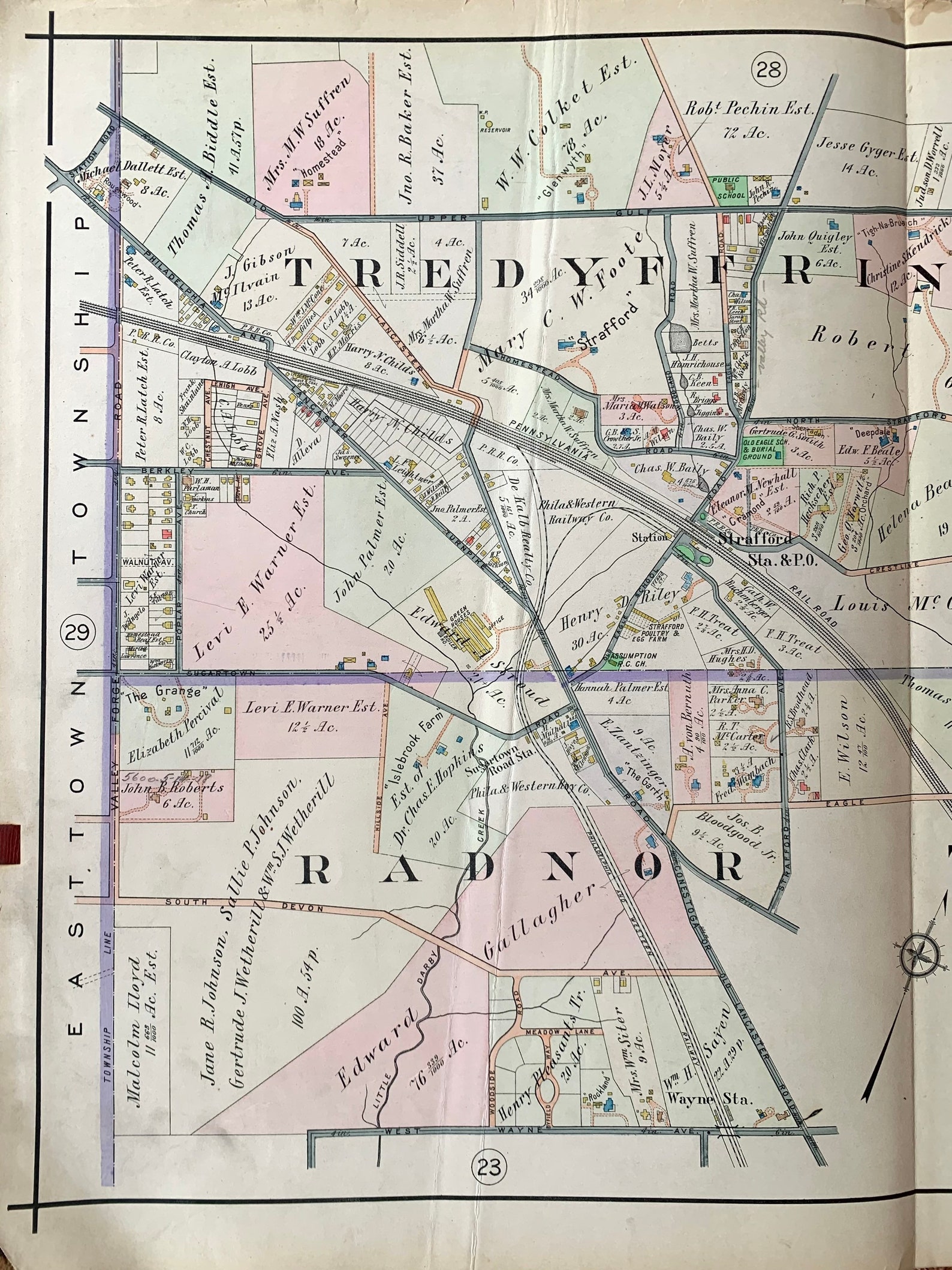 Devon Map, Original 1913 Mainline Pennsylvania Railroad Atlas ...