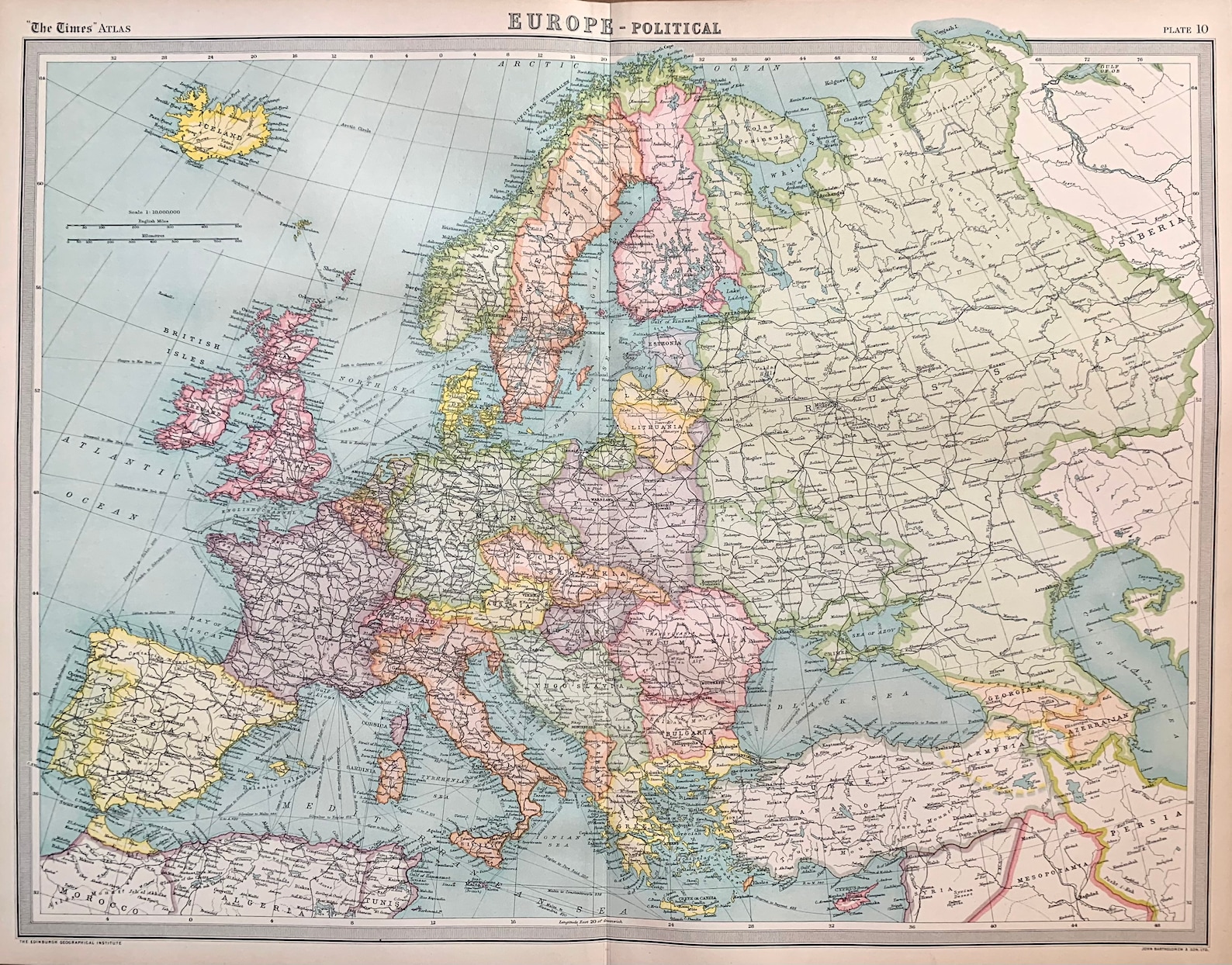 Europe Map, Original 1922 Times Atlas, Europe Political Map, France ...