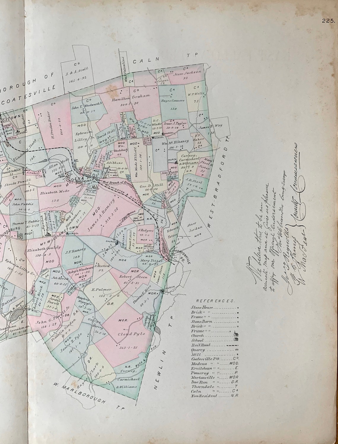 1883 East Fallowfield Township Map Original Chester County - Etsy