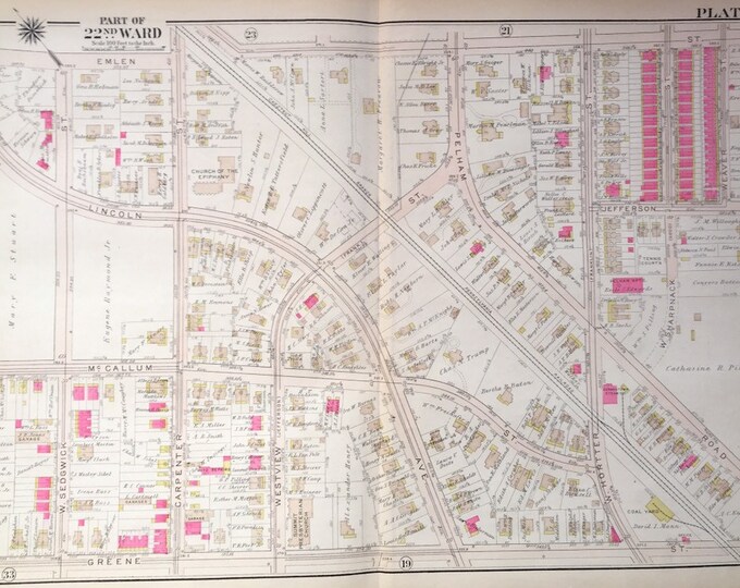 Mount Airy Map, City of Philadelphia Atlas Map, 1923 Original Hand ...