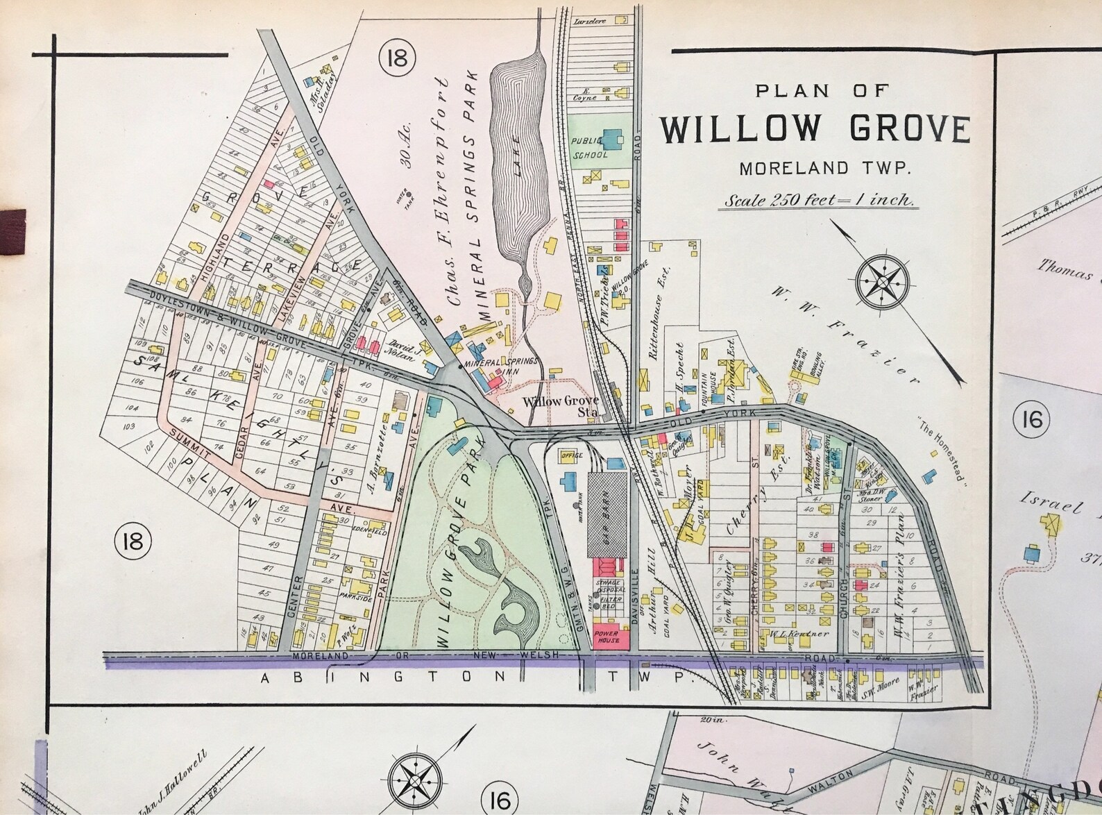 Moreland Township Map Original 1916 North Penn Atlas Willow - Etsy UK