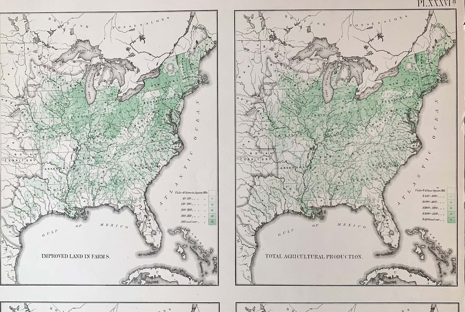 Agriculture Production Map, Original 1874 Census Atlas, Corn Production ...