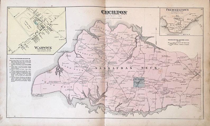 Cecilton Map Cecil County Maryland Atlas Map Original 1877 - Etsy