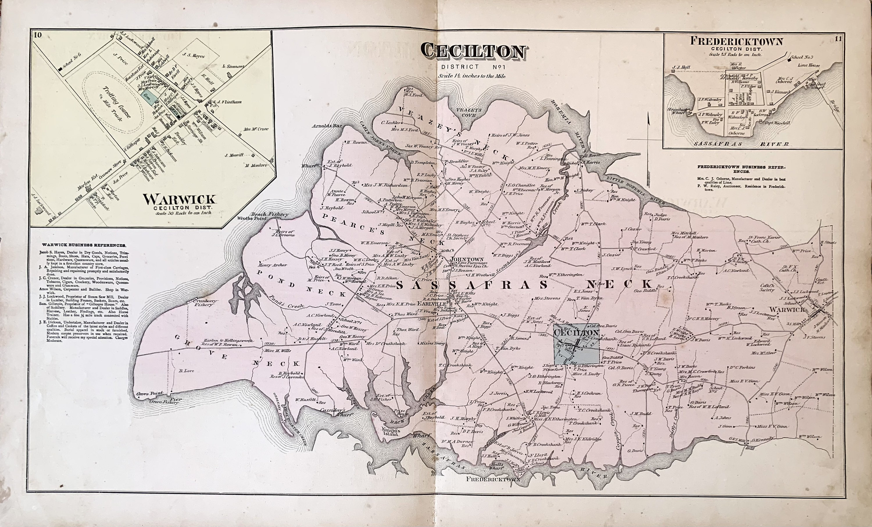 Cecilton Map Cecil County Maryland Atlas Map Original 1877 - Etsy