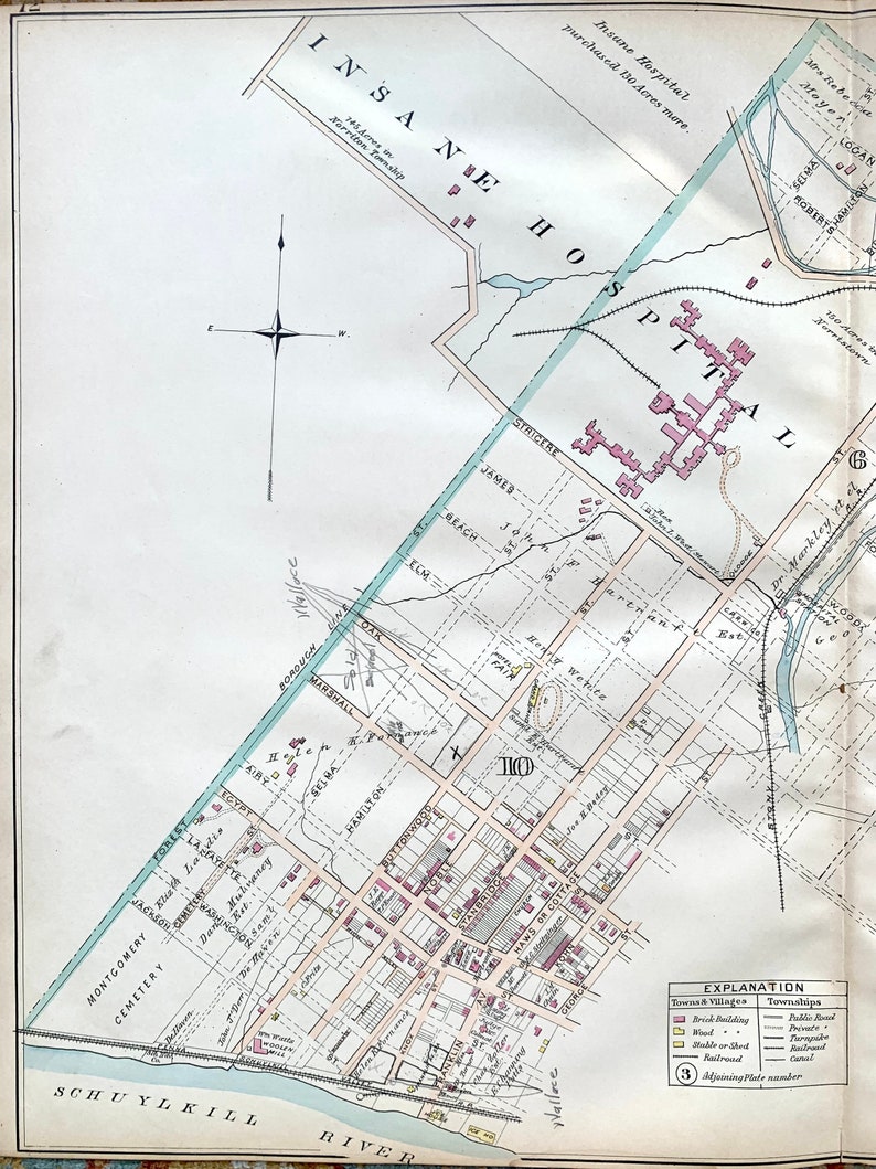 Norristown Map Original 1893 Montgomery County Atlas - Etsy