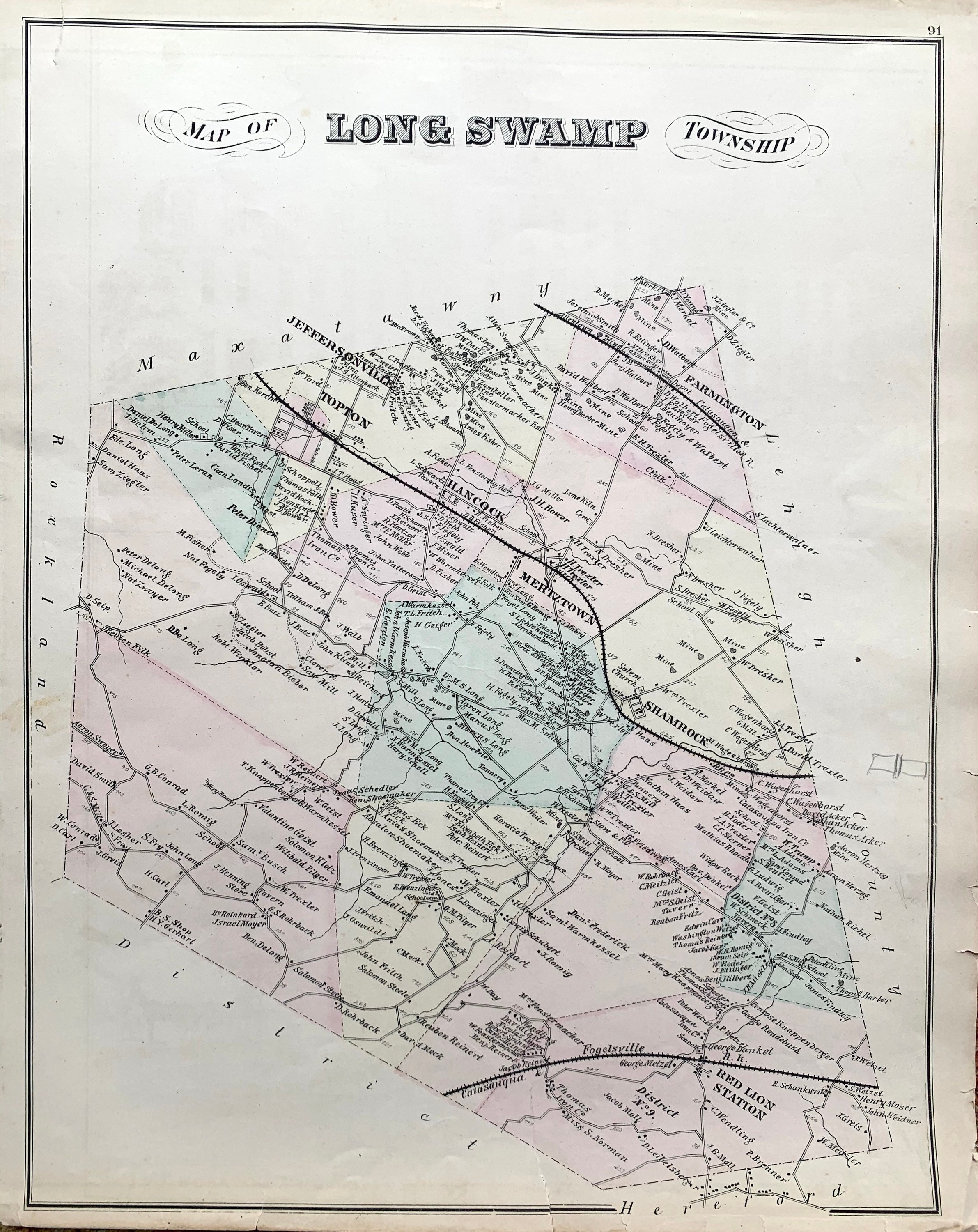 Long Swamp Township Map Original 1876 Berks County - Etsy New Zealand