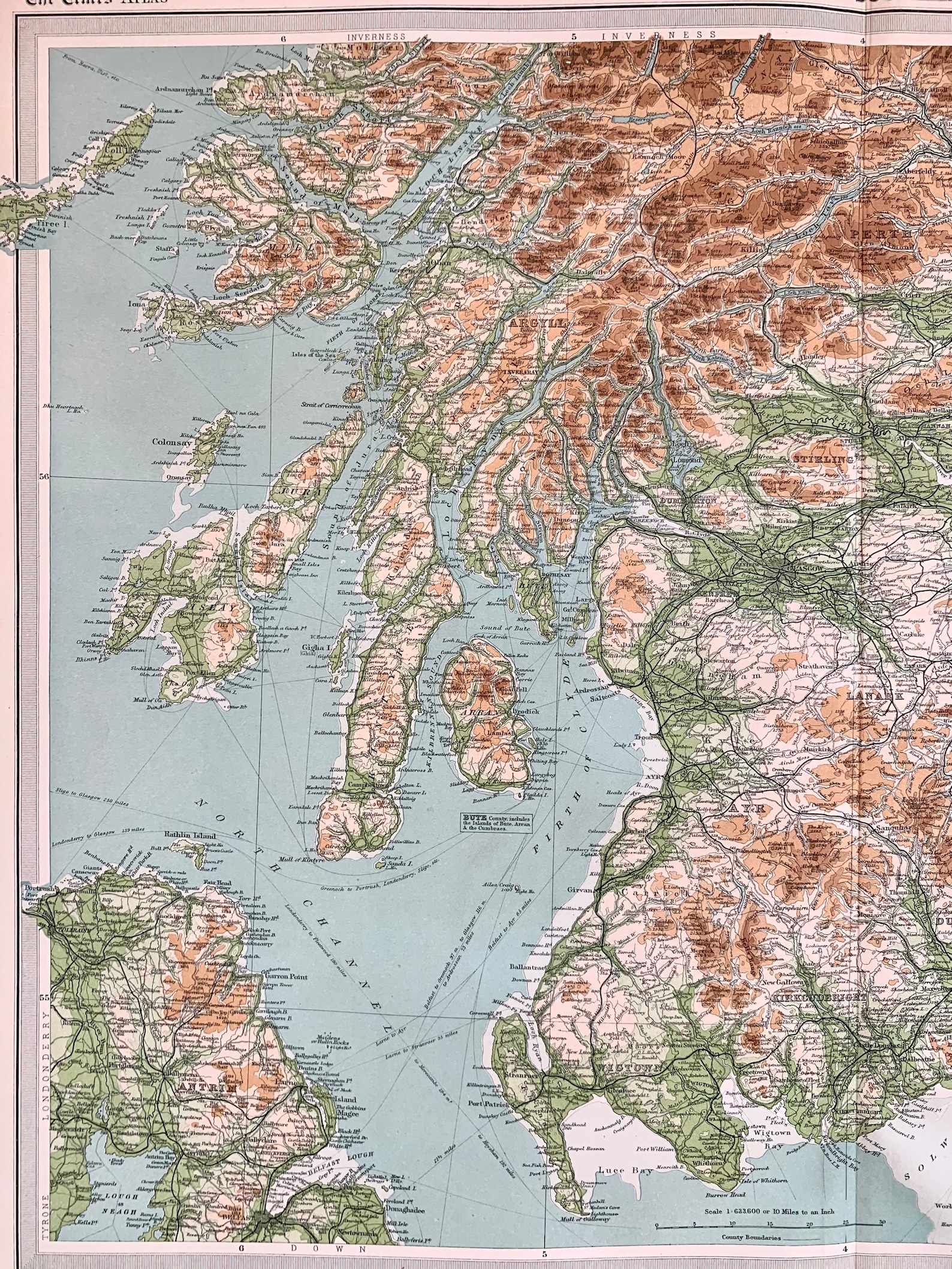 Scotland Map Original 1922 Times Atlas Southern Scotland - Etsy