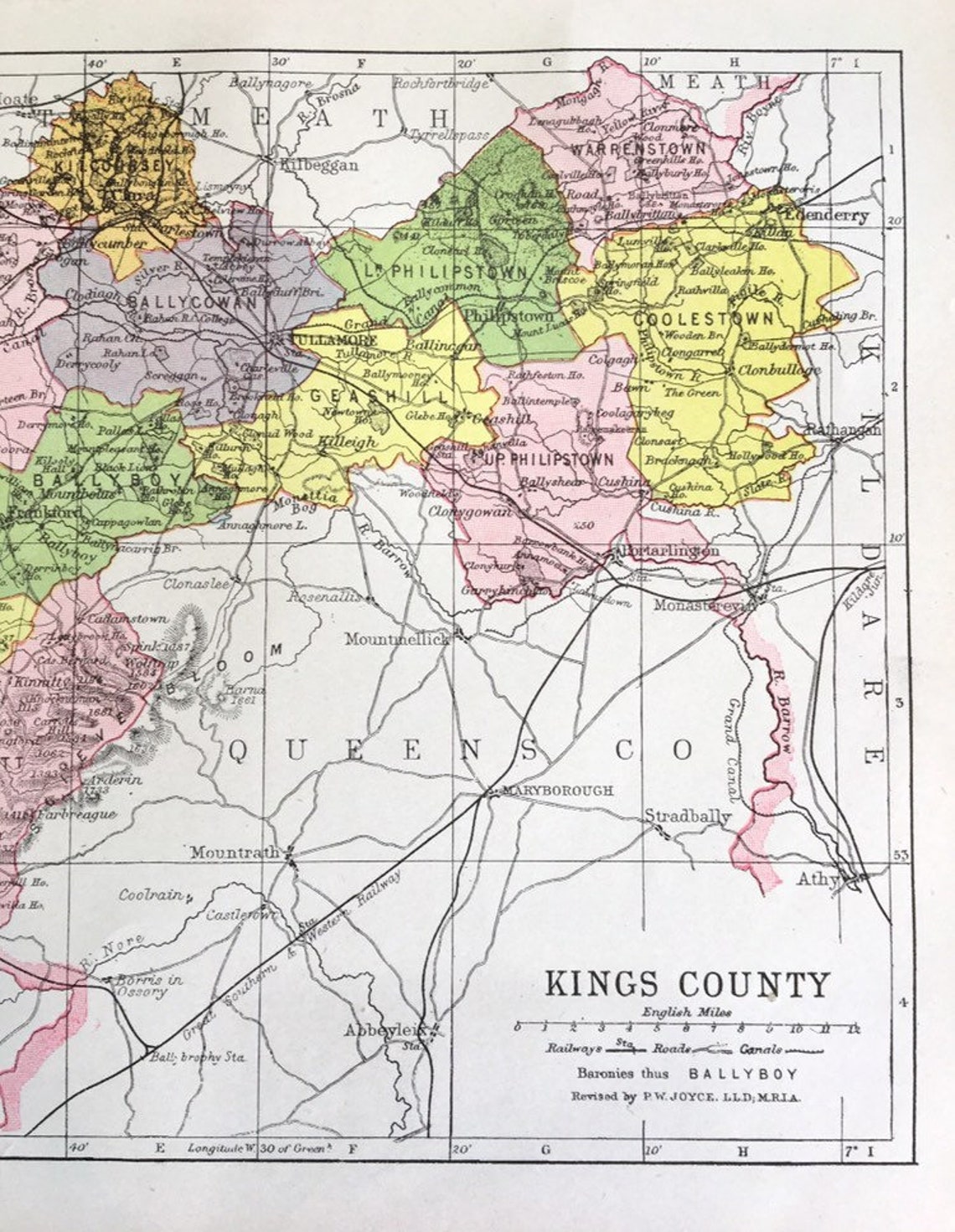 County Kings County Map, Original 1902 Atlas of Ireland - Etsy