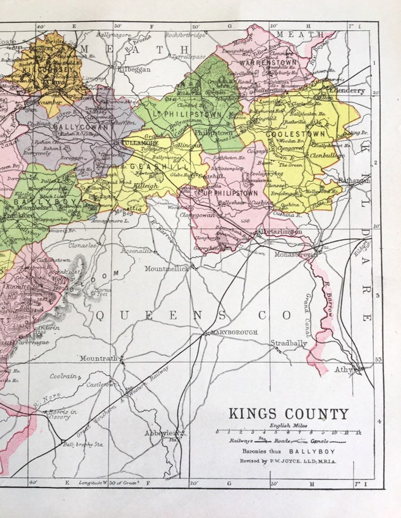County Kings County Map, Original 1902 Atlas of Ireland - Etsy