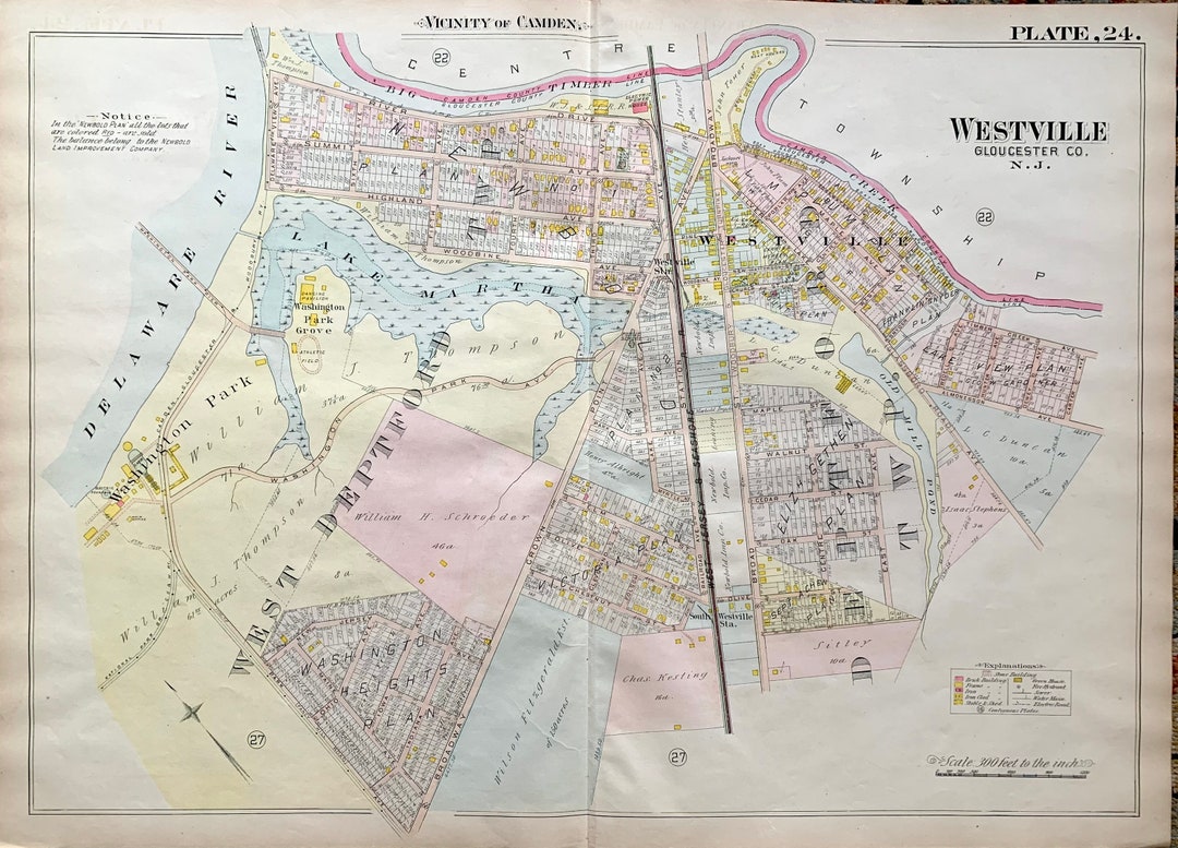Westville Map, Original 1907 Camden and Vicinity Atlas, Deptford ...
